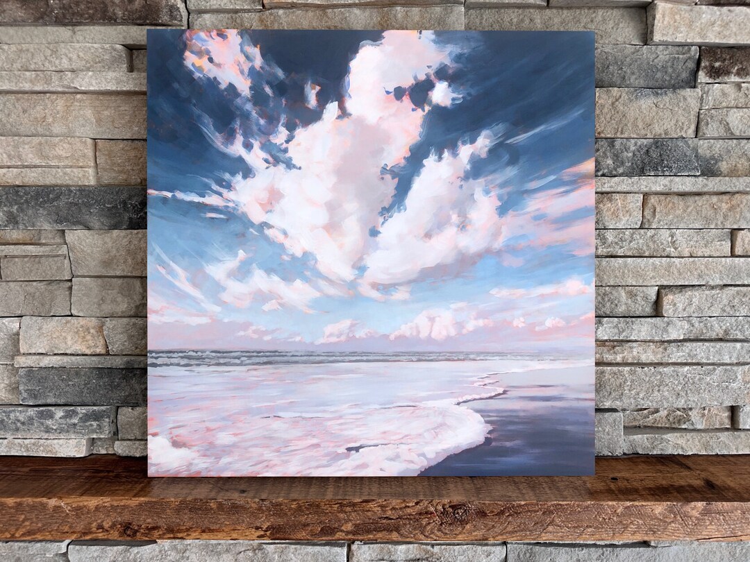 Shoreline Clouds | Square Landscape Mounted Print, Cloudy Skies ...