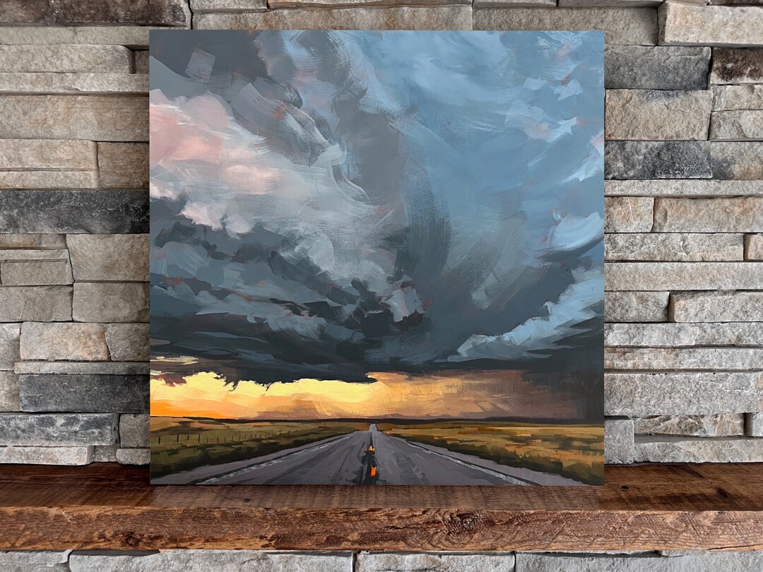 Western Storm | Square Landscape Mounted Print, Coastal Skies Colorful ...