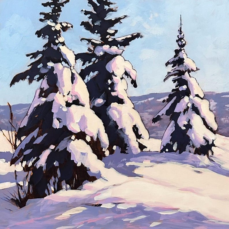 Snowy Trees | Square Landscape Mounted Print, Winter Snow Landscape ...