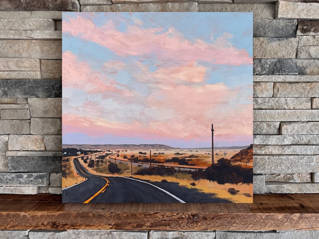 Route 66 Newkirk | Square Landscape Mounted Print, Route Sunset ...