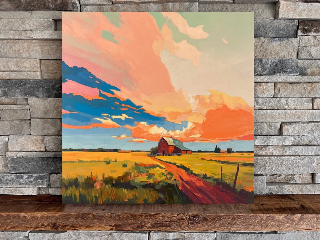 Wisconsin Farm | Square Landscape Mounted Print, Farmland Skies ...