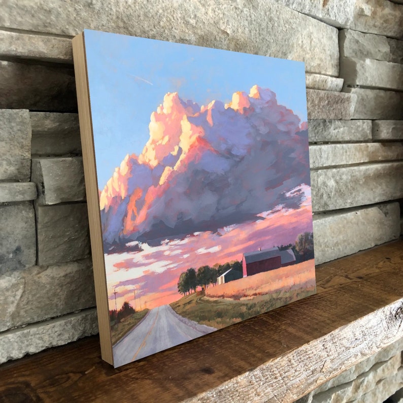 Stanton Barn Square Landscape Mounted Print, Cloudy Skies Colorful ...