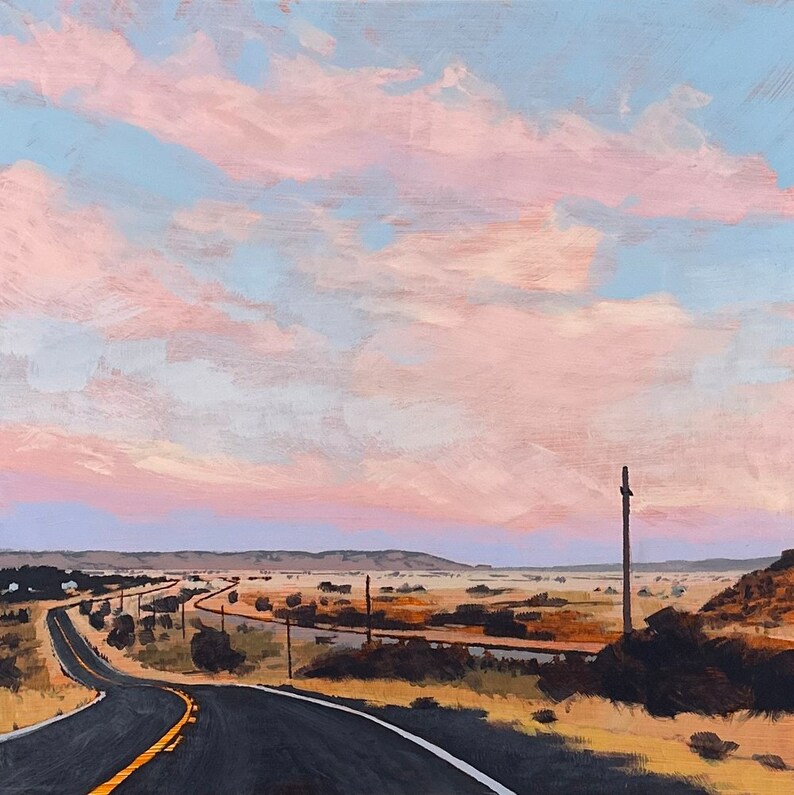 Route 66 Newkirk Square Landscape Mounted Print, Route Sunset Colorful ...