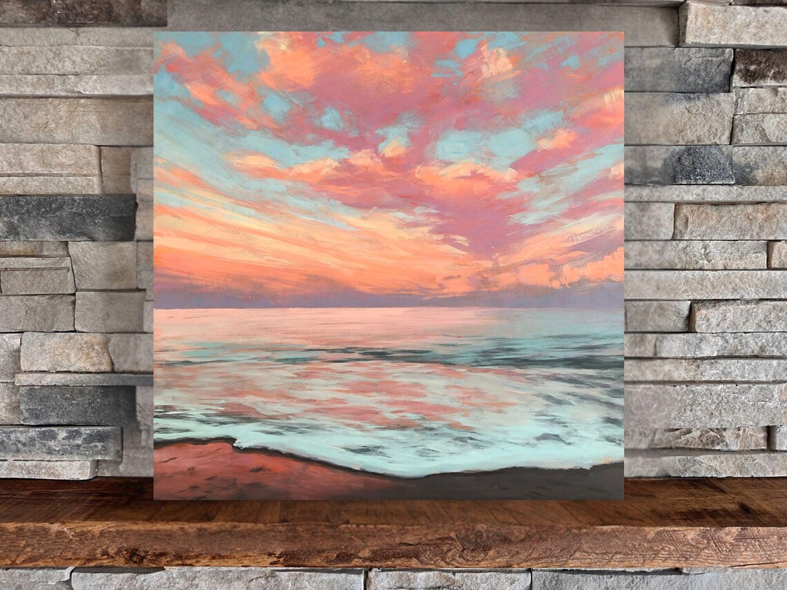 Adriatic Sea | Square Landscape Mounted Print, Ocean Sunset Colorful ...