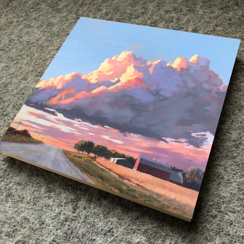 Stanton Barn Square Landscape Mounted Print, Cloudy Skies Colorful ...