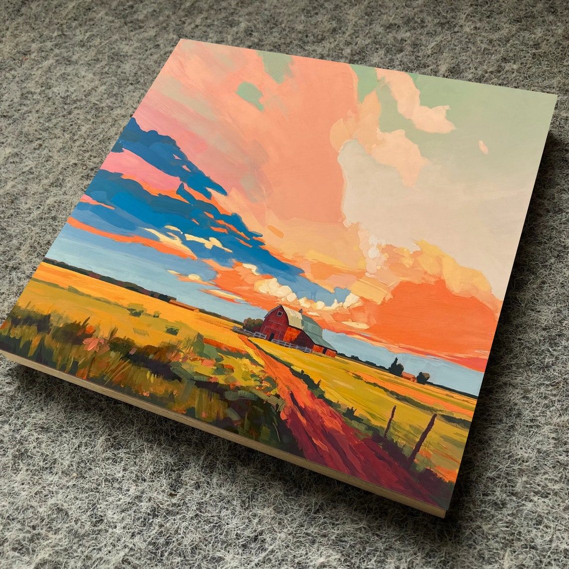 Wisconsin Farm | Square Landscape Mounted Print, Farmland Skies ...