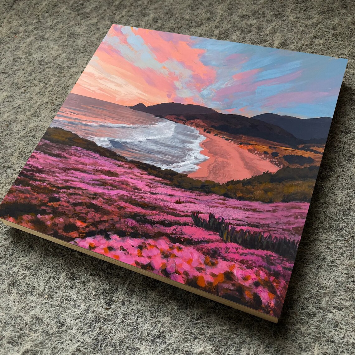 Montara Flowers | Square Landscape Mounted Print, Coastal Flowers ...