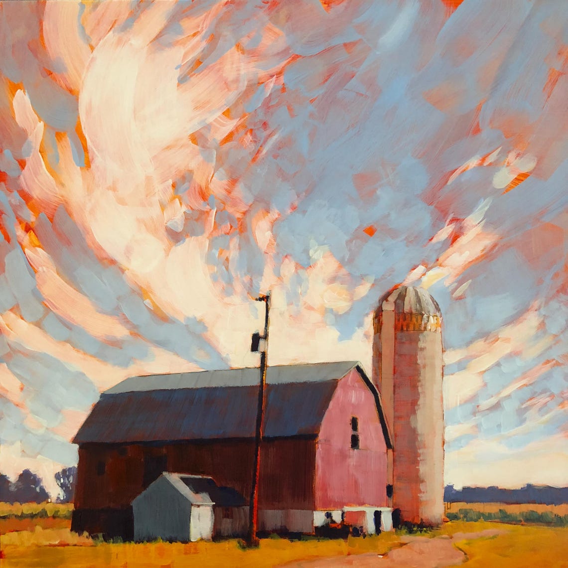 Star Prairie Barn | Square Landscape Mounted Print, Country Farm ...