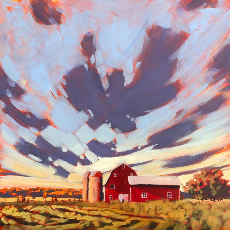 Sawyer County Barns | Square Landscape Mounted Print, Rural Country ...