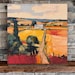 Patchwork Fields | Square Landscape Mounted Print, Farmland View Colorful Landscape Painting ...