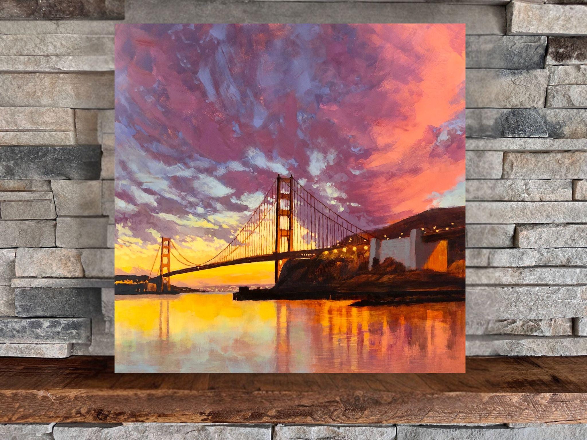 Golden Gate Bridge | Square Landscape Mounted Print, Colorful San ...