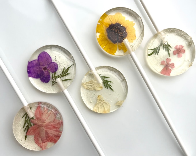 10 Wildflower Rectangle Lollipops - Etsy