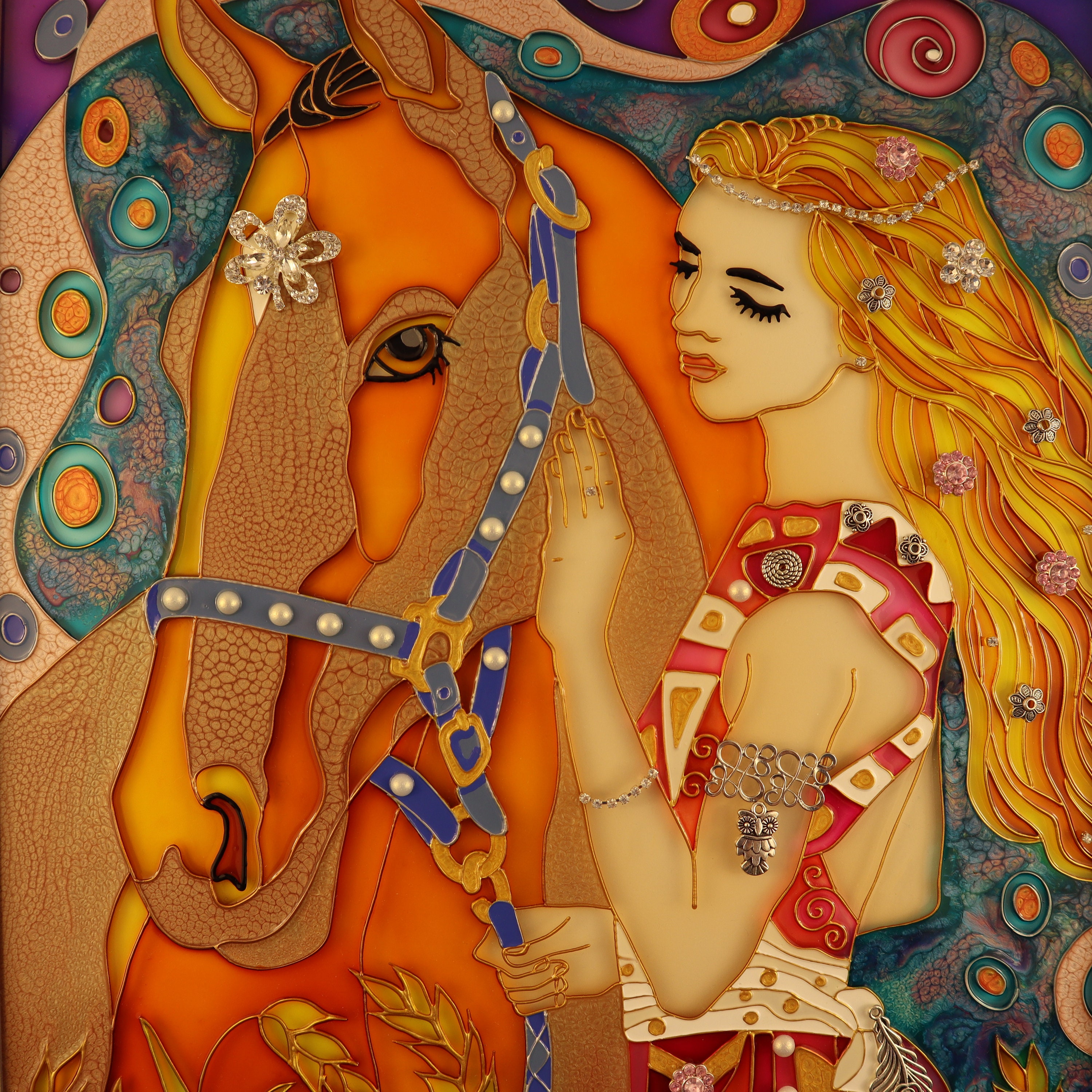 Epona, Goddess of Horses, Stained Glass Painting With Jewelry by Mr.hi ...