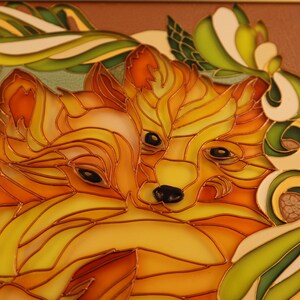 Red Fox Family, Stained Glass Painting by Mrhi! - Etsy