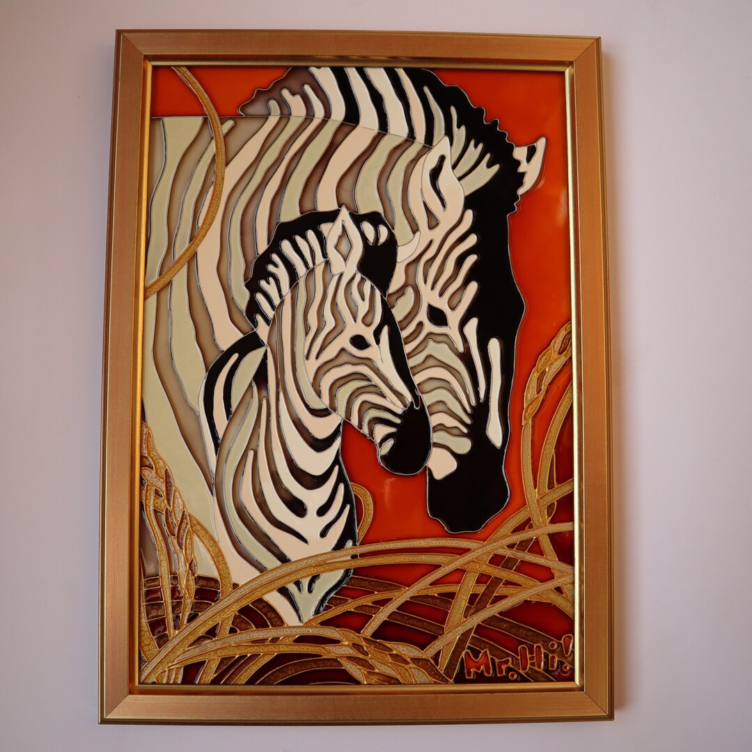 Zebra Mom and Baby, Stained Glass Painting by Mr.hi - Etsy