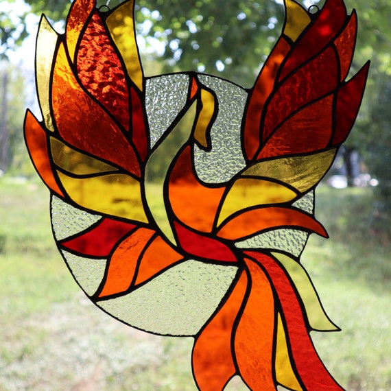 Phoenix Large Stained Glass Suncatcher by Mr.hi - Etsy