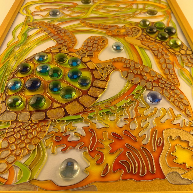 Sea Turtles Stained Glass Painting Painting With Glass - Etsy