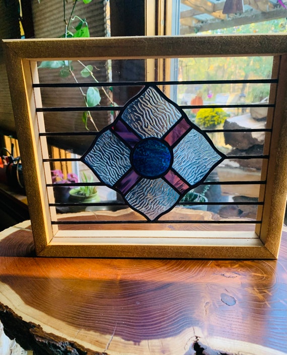 Stained Glass Panel Table Top Decor Glass Art Gift - Etsy
