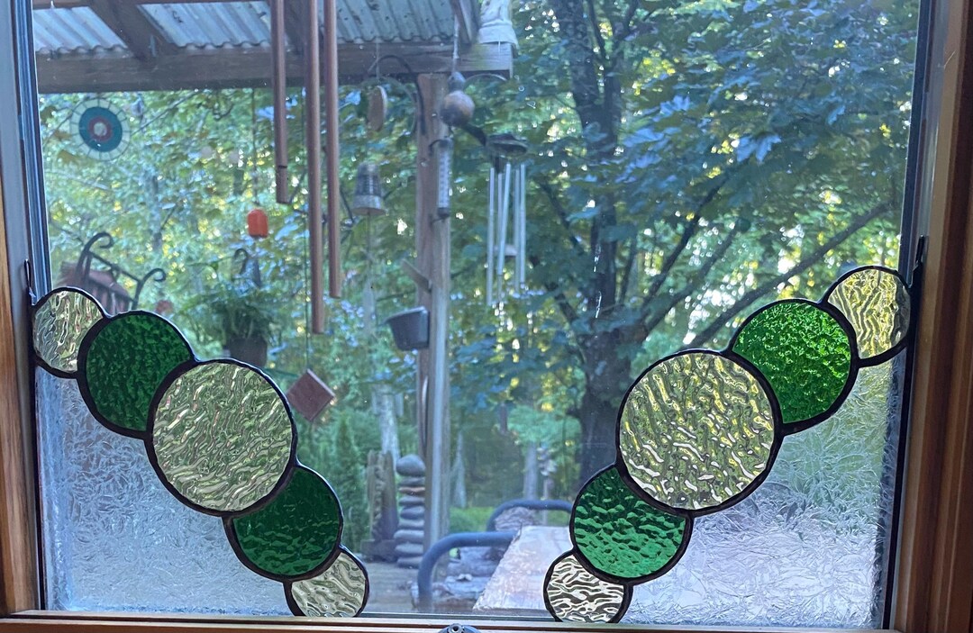 PAIR Stained Glass Corner Panels • Abstract Corner Window Panels • Wall ...