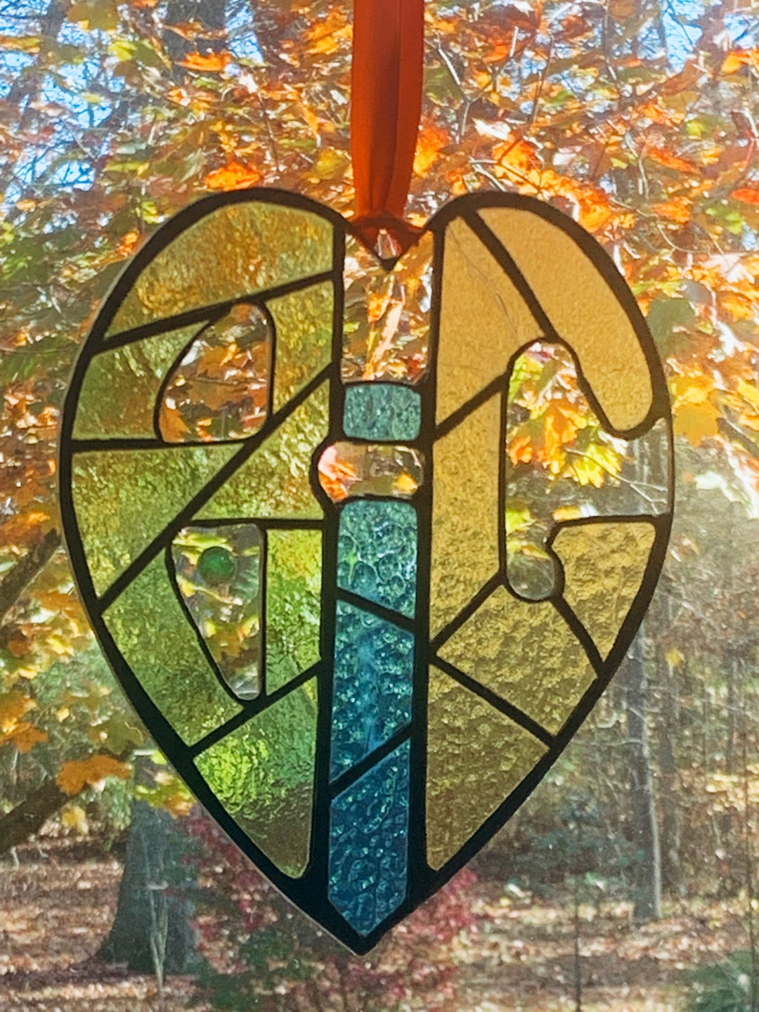Stained Glass Glass Heart Gift for Big Love Big Heart Art Colorful ...