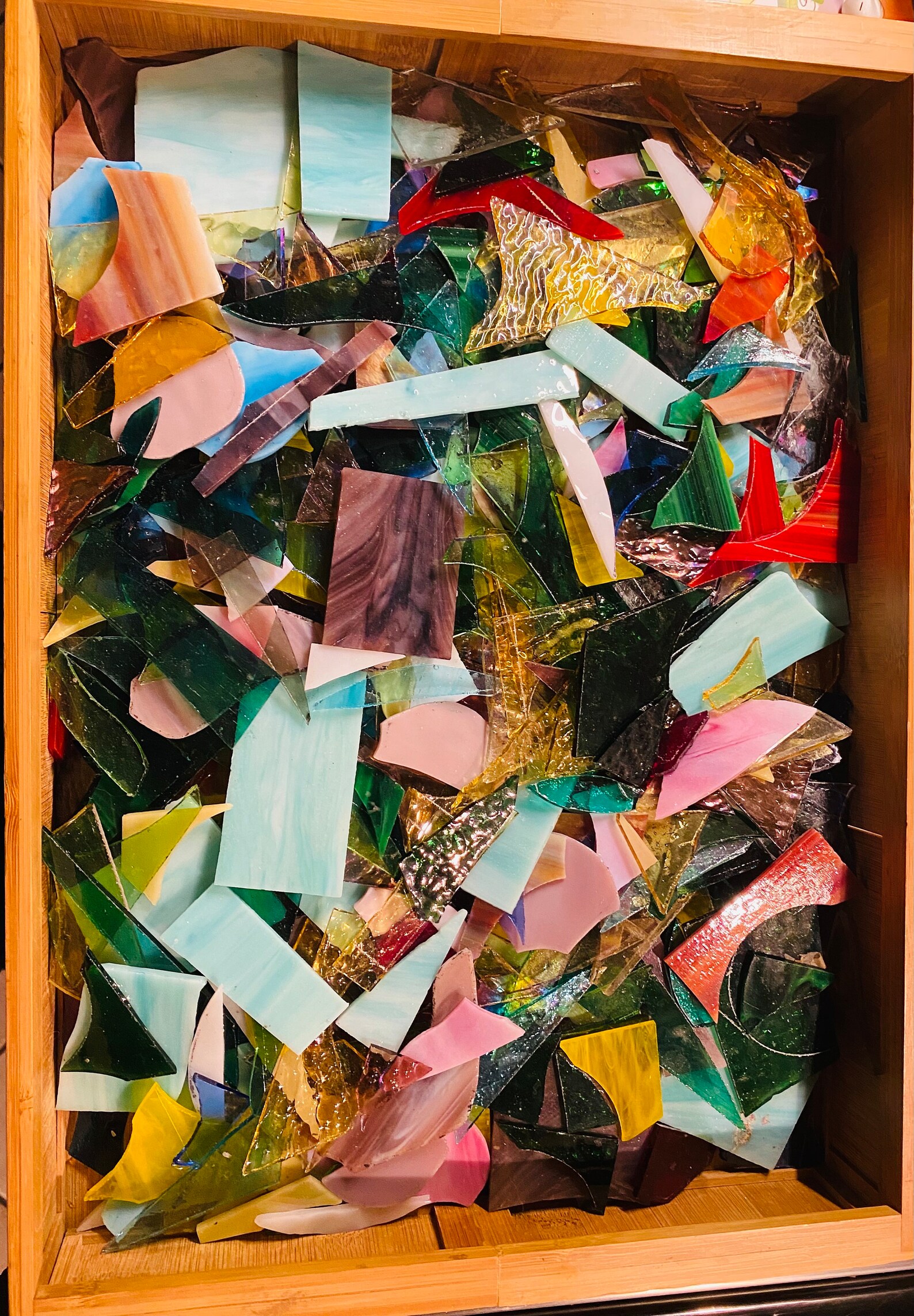 8 Lb Stained Glass Scrap Art Glass Mosaic Supply Jewelry Multi Colored ...