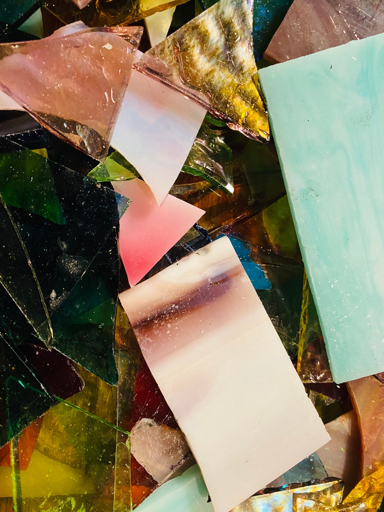 8 Lb Stained Glass Scrap Art Glass Mosaic Supply Jewelry Multi Colored ...