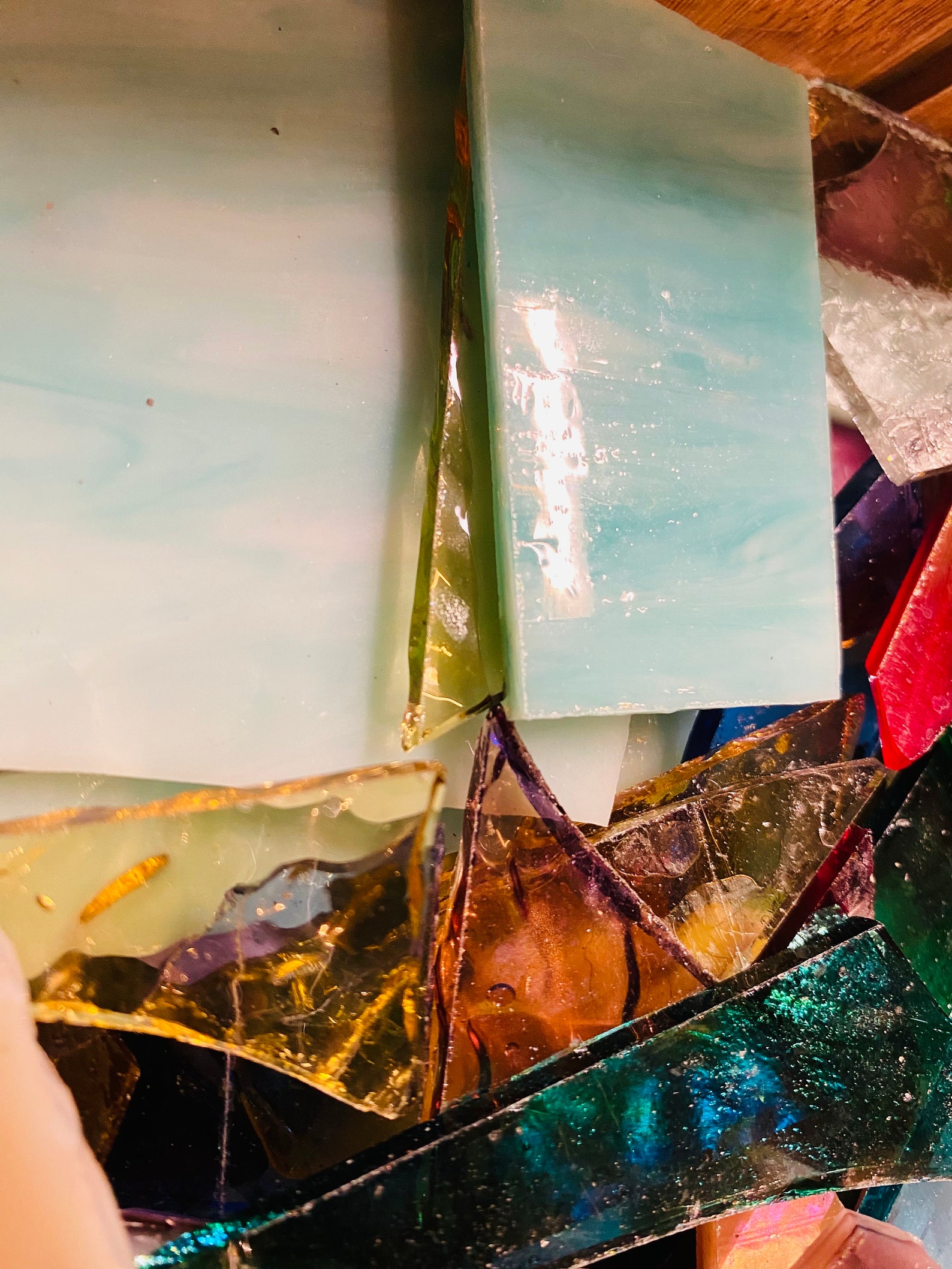 8 Lb Stained Glass Scrap Art Glass Mosaic Supply Jewelry Multi Colored ...
