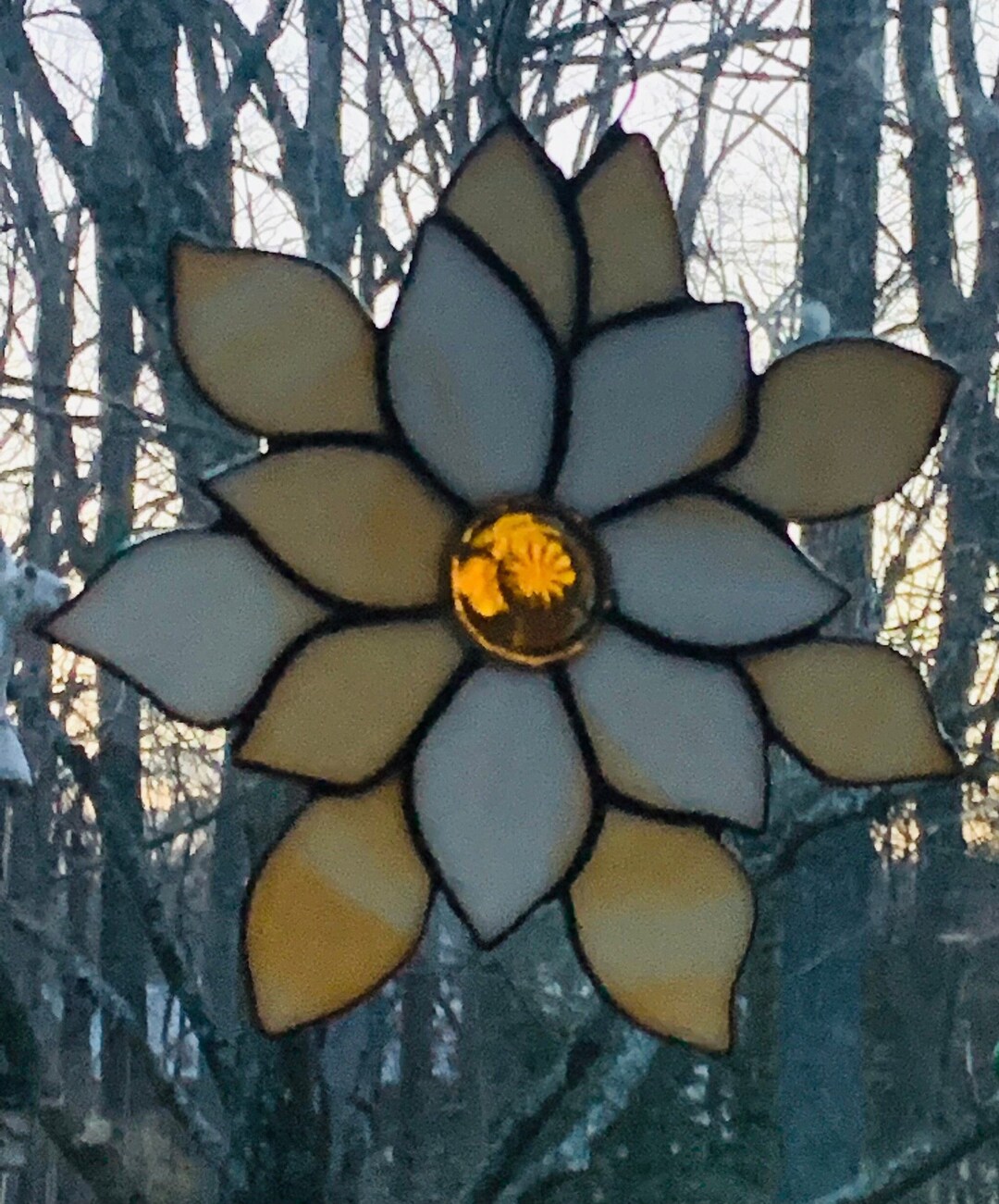 Stained Glass Flower Suncatcher Glass Flower Glass Art Window Hanging ...