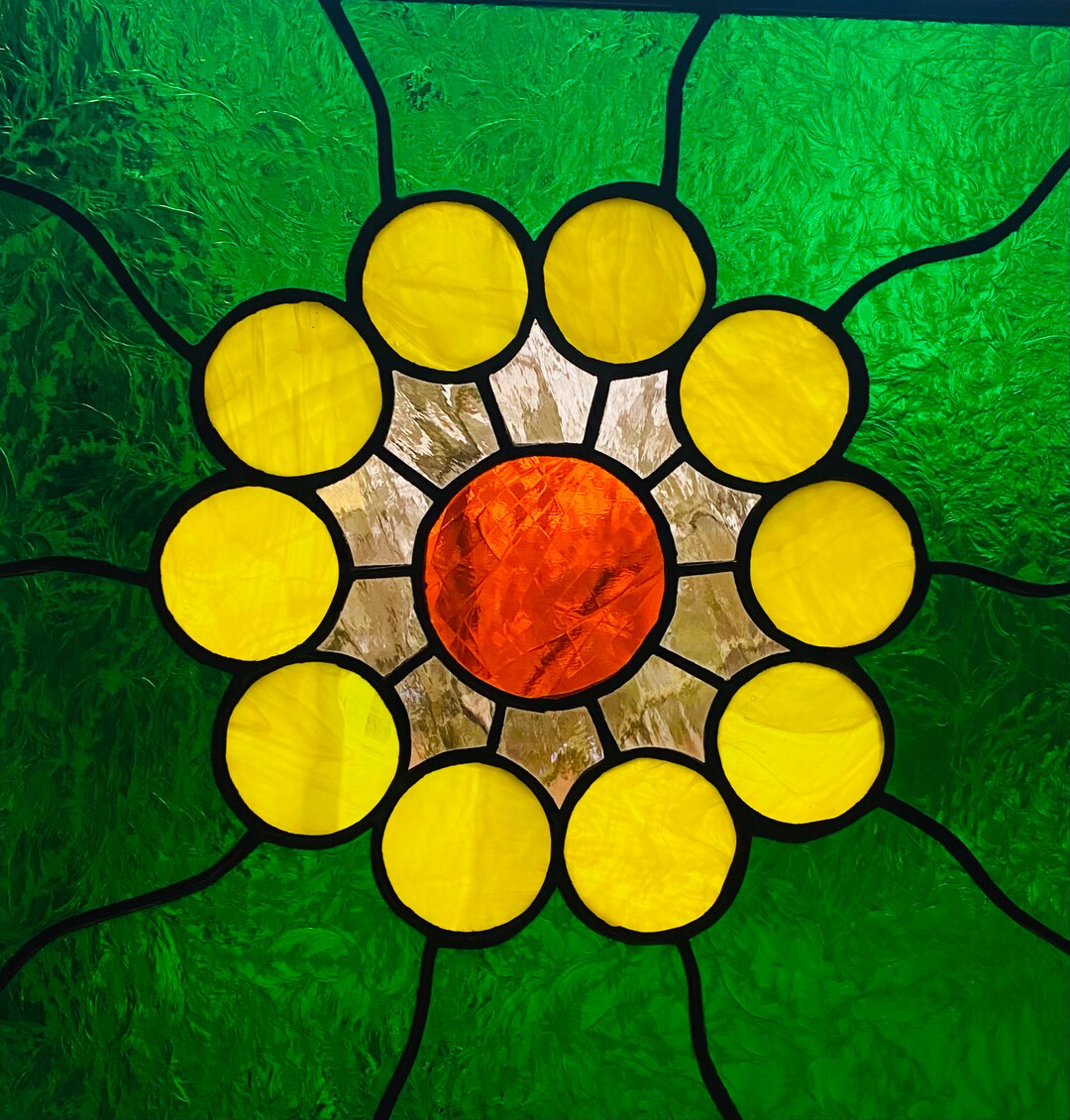 Stained Glass Panel • Window Hanging • Wall Hanging • Geometric Glass ...