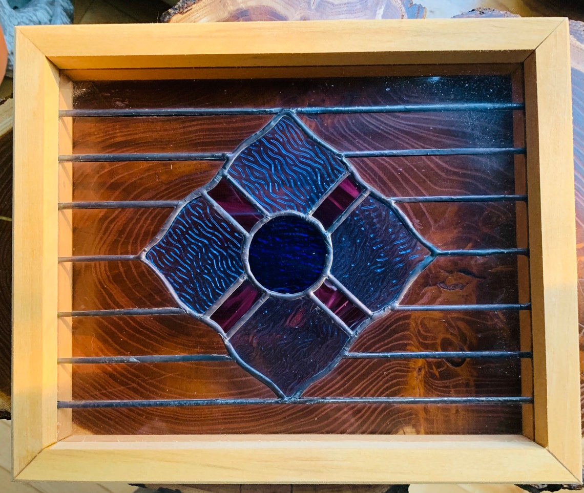 Stained Glass Panel Table Top Decor Glass Art Gift - Etsy