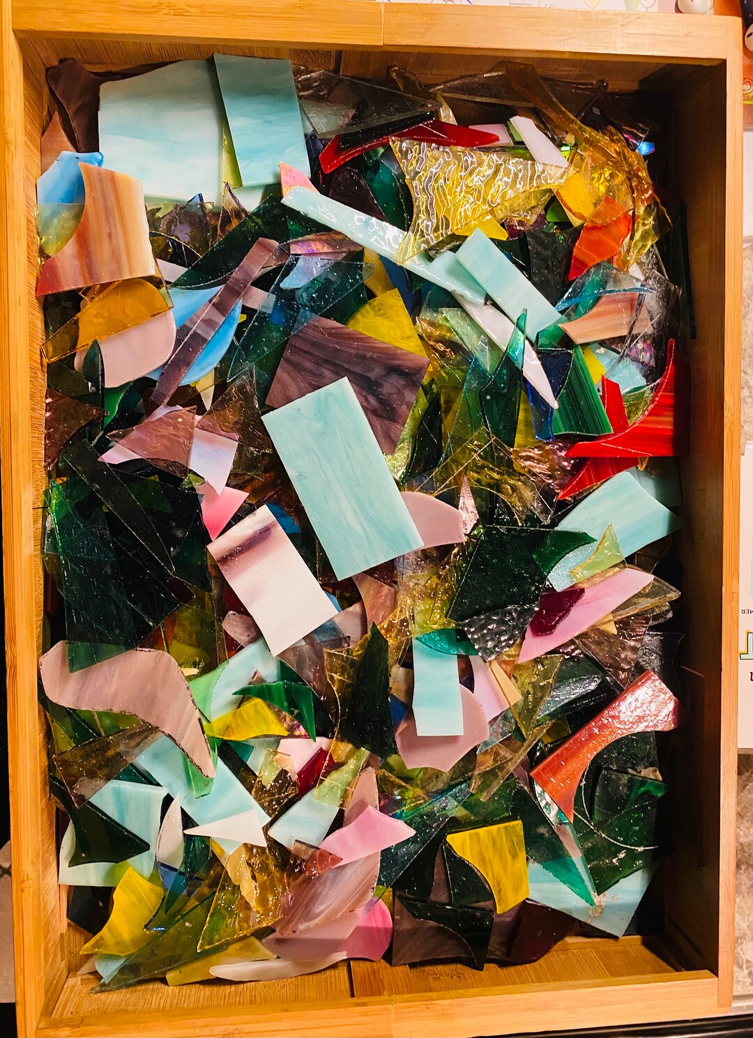 8 Lb Stained Glass Scrap Art Glass Mosaic Supply Jewelry Multi Colored ...