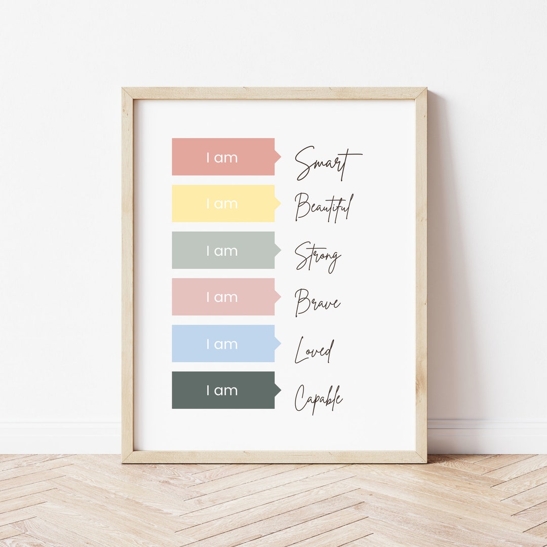 Affirmation Wall Decor Printable, Affirmations for Kids, Playroom Decor ...