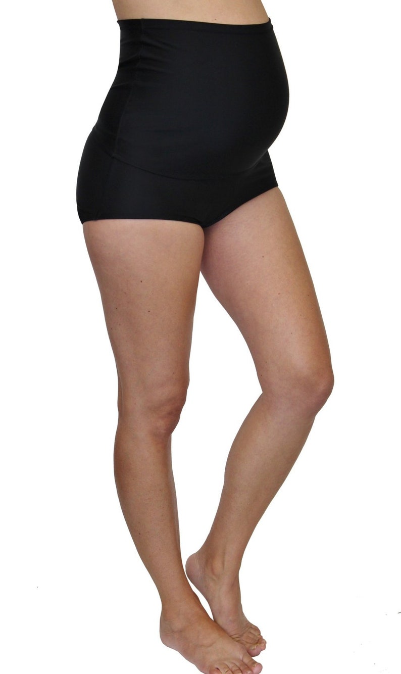 Mermaid Maternity® Fold Over Panel Retro Maternity Swim Brief - Black ...