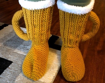 Crochet Beer Sock PATTERN, Beer Stein, Beer Mug, Slippers, Booties. - Etsy