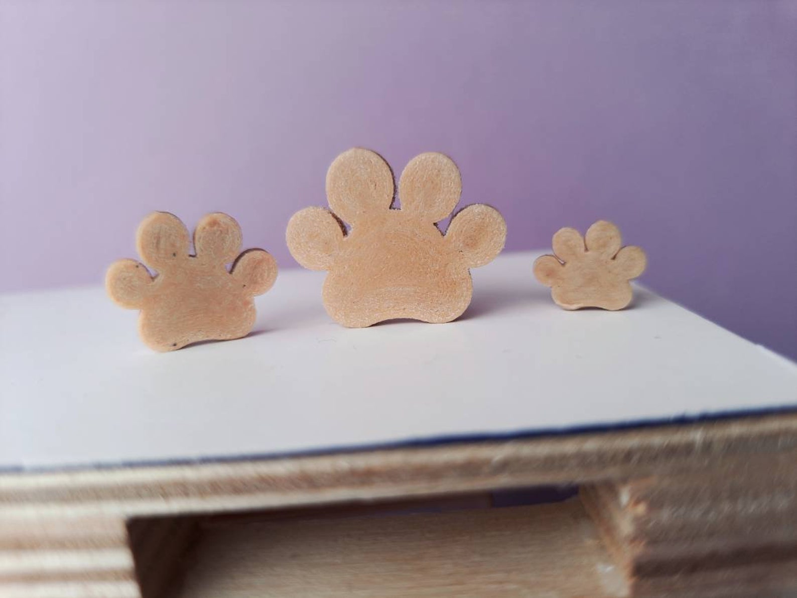 Miniature Wooden Paw Print Dollhouse Decoration, Mini Wood Toy Decor ...