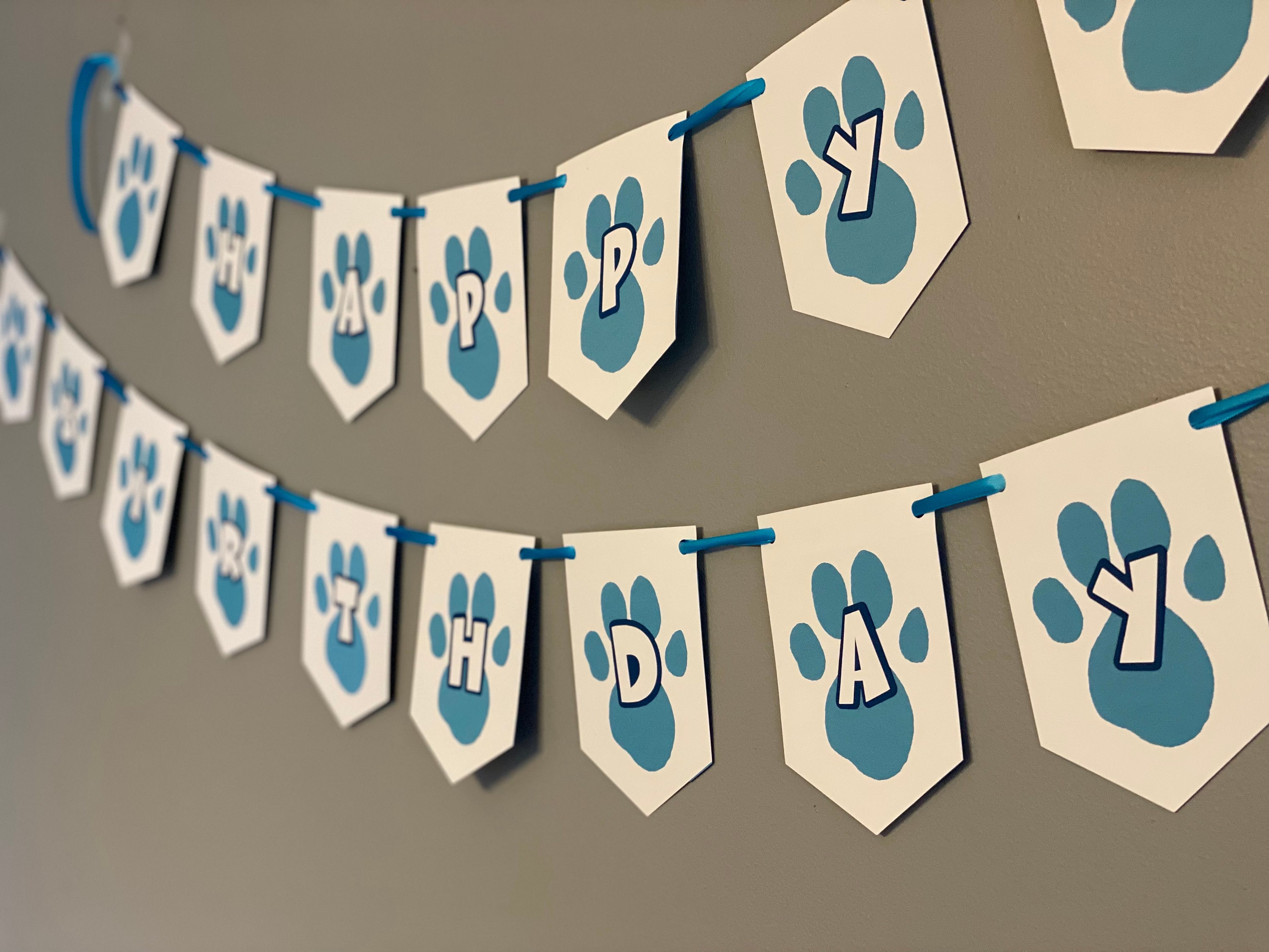 Paw Print Birthday Banner - Etsy