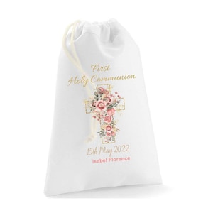 Personalised First Holy Communion Bag for Rosaries, Communion Keepsake ...