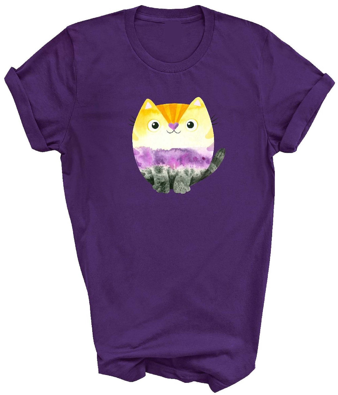 Non Binary Cat T-shirt, Modern Pride Cat Tee LGBT Pride Top, Non Binary ...