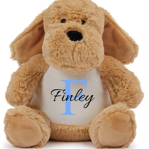 Personalised Dog Initial & Name Teddy, Soft Plushy, Personalised Gift ...
