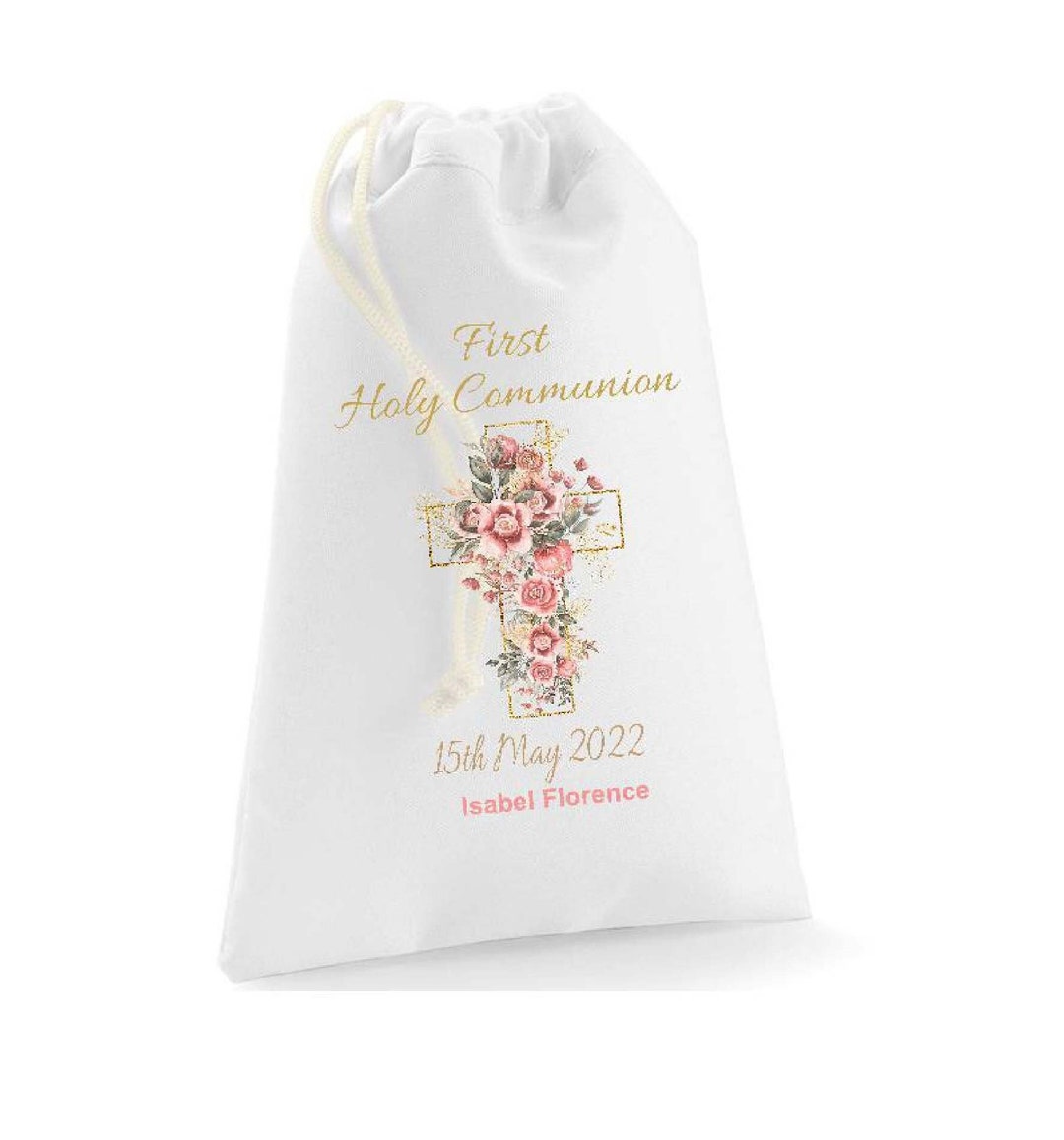 Personalised First Holy Communion Bag for Rosaries, Communion Keepsake ...