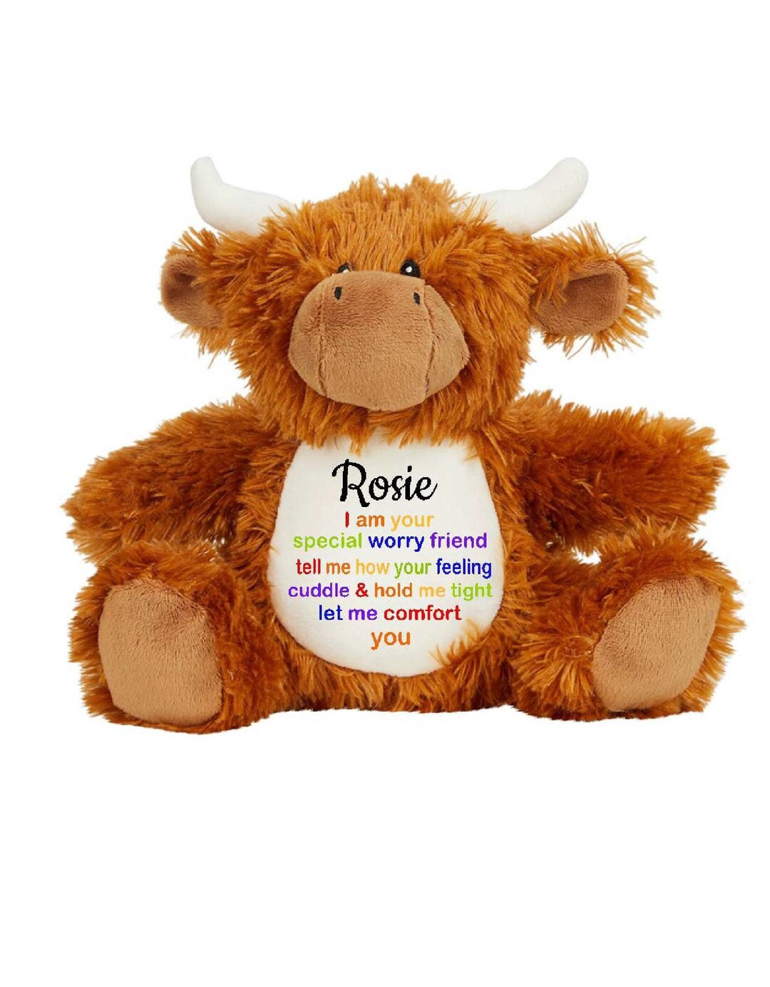 Personalised Highland Cow Worry Bear, Soft Teddy , Plush Highland Cow ...