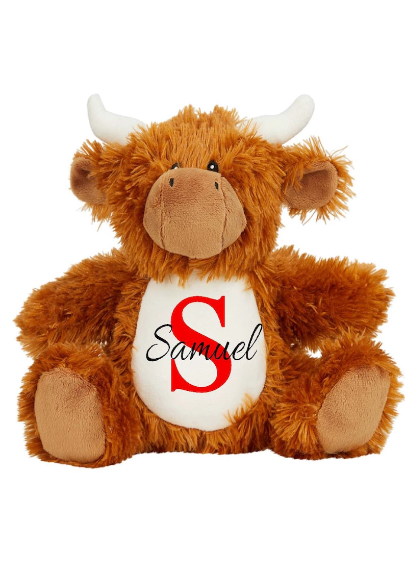 Personalised Highland Cow Initial & Name Teddy Soft Plushy - Etsy UK