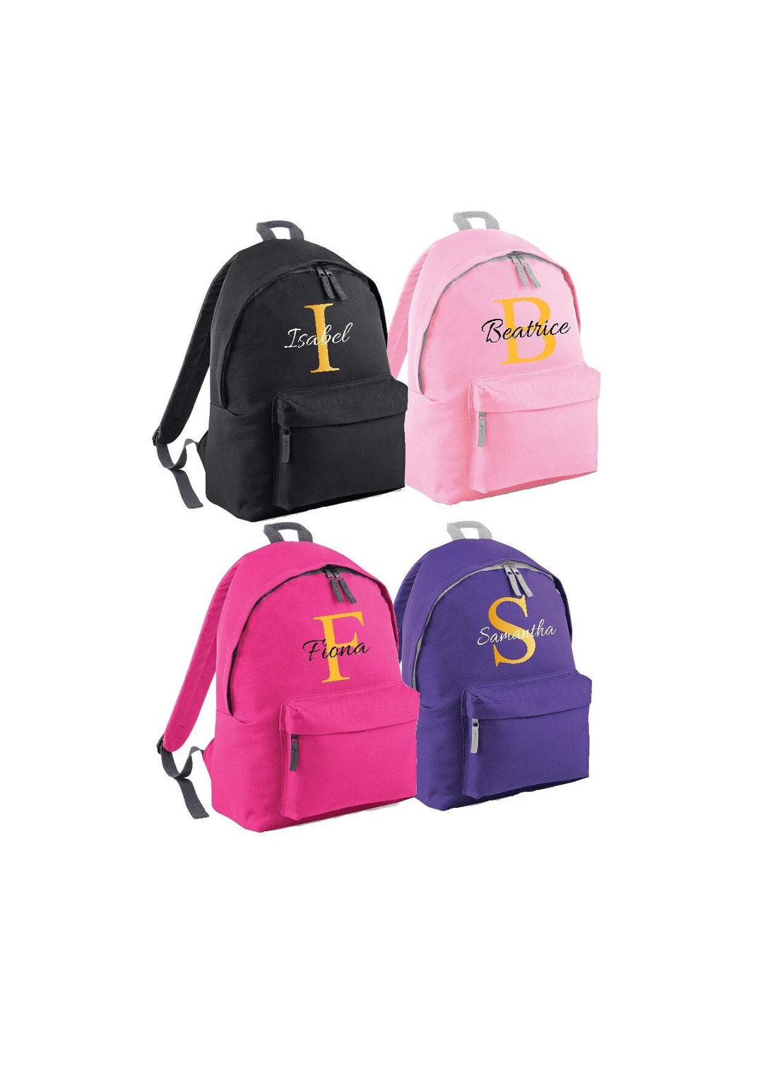 Personalised Kids Monogram Initial & Script Backpack , School Bag ...