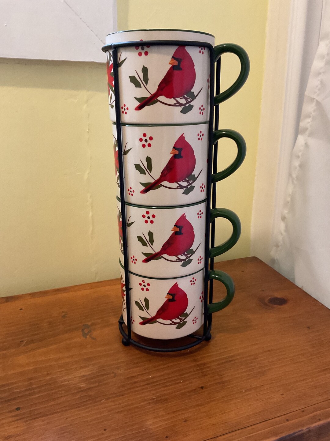 Temp-tations Christmas Cardinal Nesting Mugs With Stand - Etsy