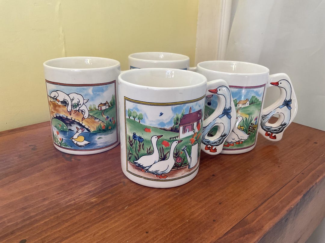Adorable Farm Geese Mugs With Goose Handles (4) - Etsy