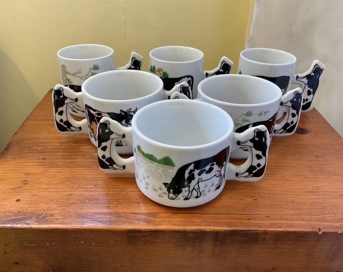 Adorable Farm Cow Mugs With Cow Handles (6) - Etsy