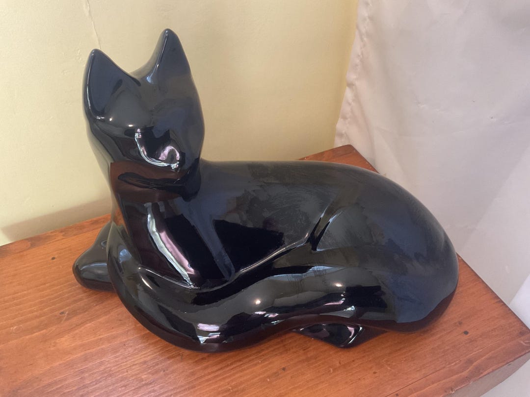 Haeger Pottery Glossy Black Cat Figure - Etsy