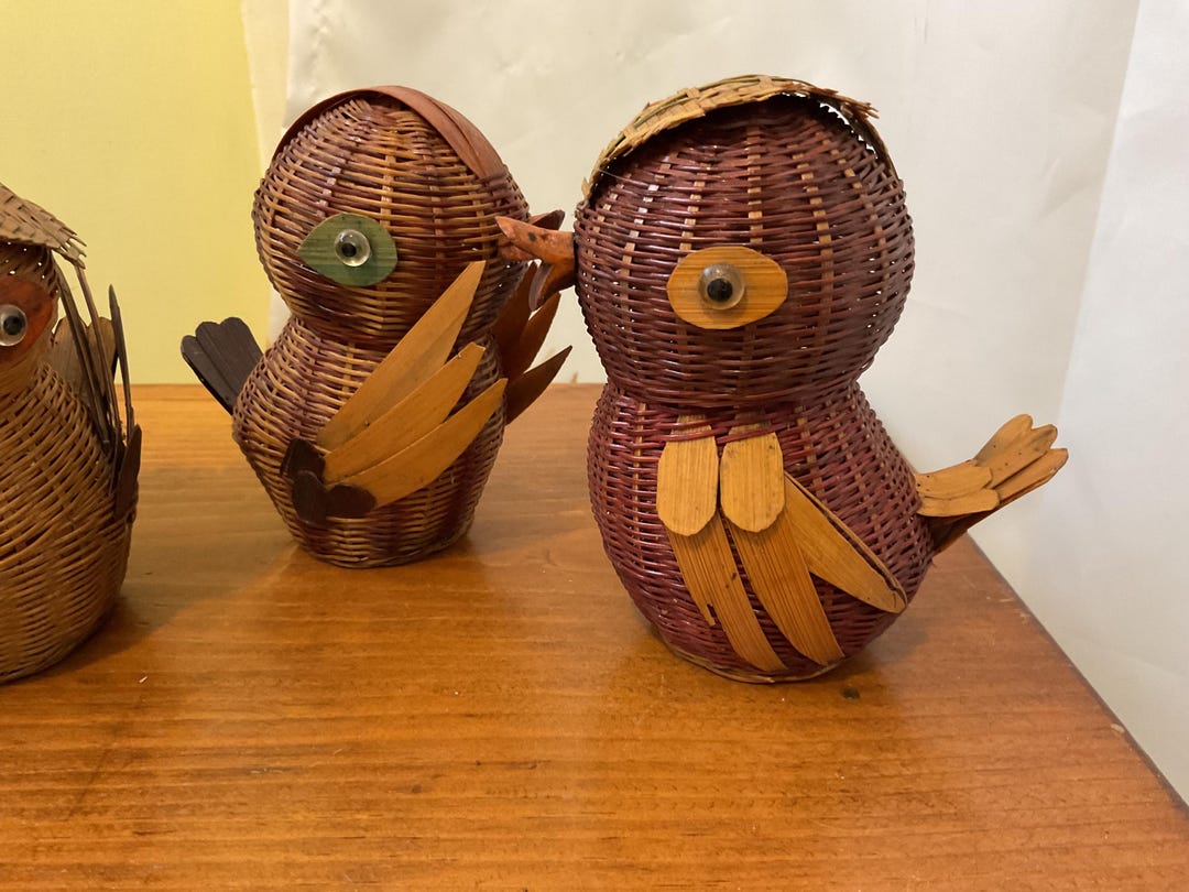 Kiangsi Handicrafts Wicker Bird Baskets With Lids 4 - Etsy