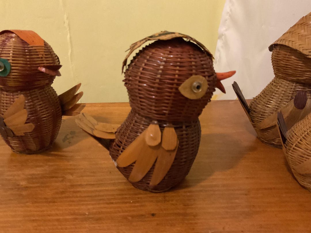Kiangsi Handicrafts Wicker Bird Baskets With Lids (4) - Etsy