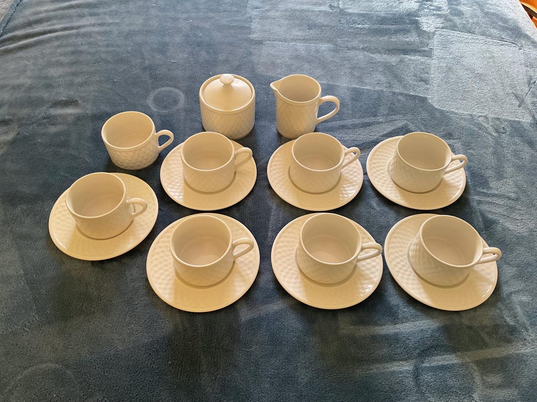 Sakura Basket Weave Cups/saucers Sugar Bowl & Creamer - Etsy